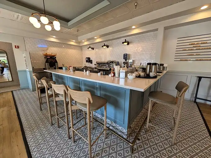 The coffee counter – command central for morning revival operations where caffeine meets craftsmanship in a cozy corner of breakfast heaven.