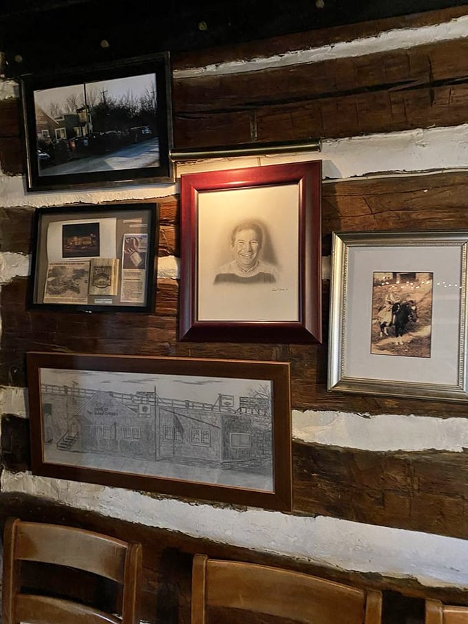 Wall displays tell Stroud's story without saying a word—a visual history of a restaurant that became an institution.