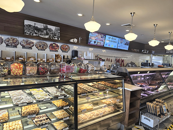 The display case at Manny's isn't just showing food—it's exhibiting edible art forms that generations have perfected and preserved.