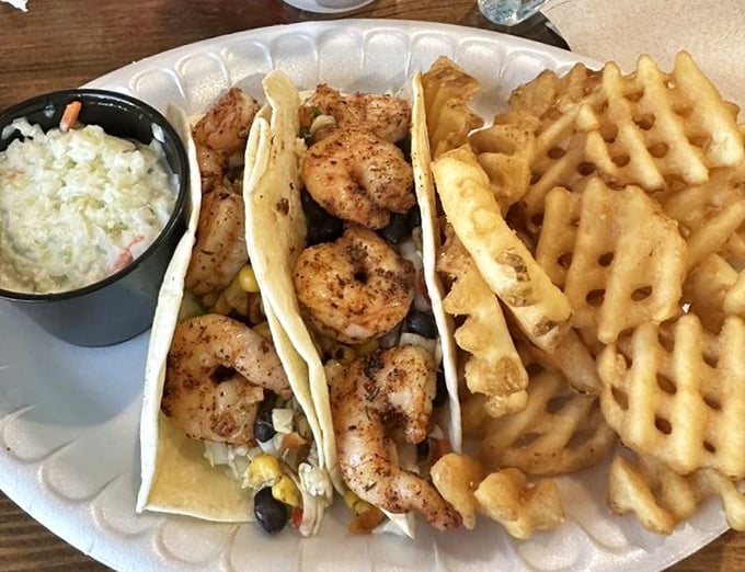 Shrimp tacos that would make coastal dwellers do a double-take. Proof that great seafood in Ohio isn't just a fish tale—it's deliciously real.