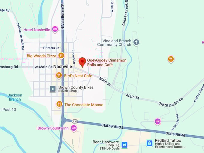 16. ooeygooey cinnamon rolls and café map