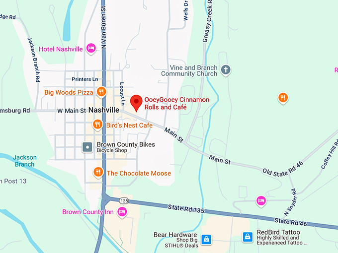 16. ooeygooey cinnamon rolls and café map
