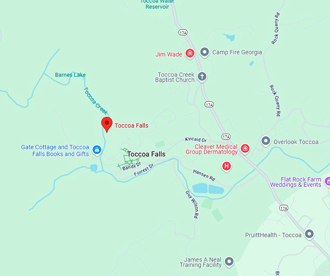16. toccoa falls map