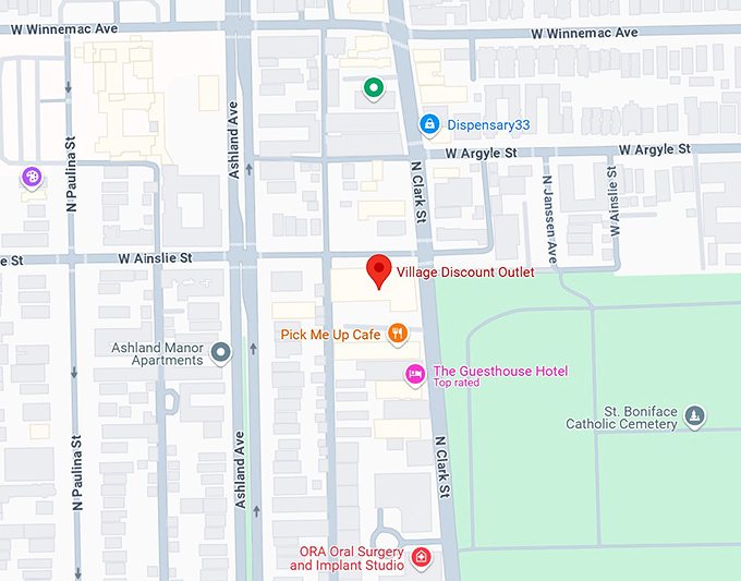 16. village discount outlet (4898 n clark st) map