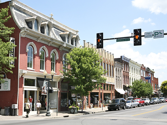 Franklin's historic Main Street welcomes visitors with brick facades and charming storefronts that whisper tales from another era.