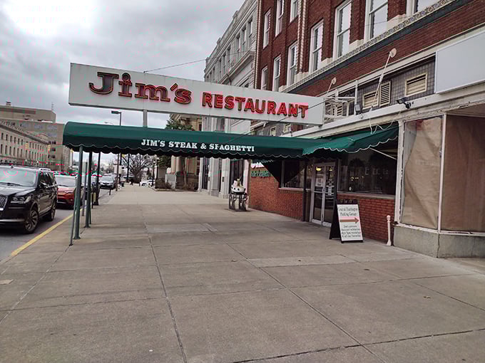 Jim's iconic red sign has been beckoning hungry Huntington locals for decades – a neon promise of steak perfection awaiting inside.