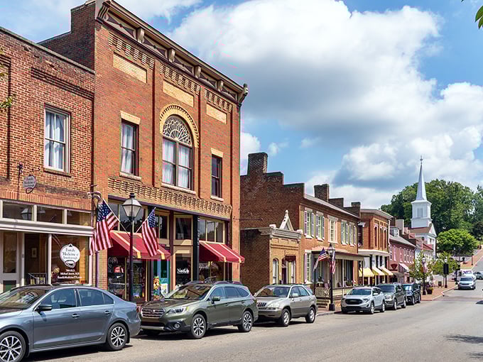 Historic Jonesborough's Main Street looks like a Norman Rockwell painting come to life, complete with brick buildings and Stars and Stripes.