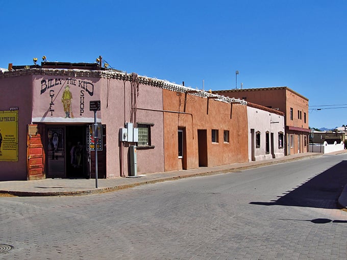 Historic adobe buildings line Mesilla's streets, their earthy tones glowing like nature's own Instagram filter in the New Mexico sunshine.