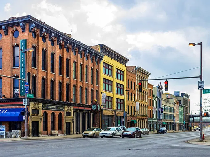 Historic brick buildings line Toledo's downtown streets, where your Social Security check stretches further than your imagination.