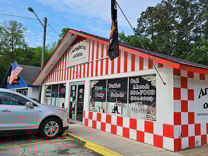 Angie's Diner: Those red and white checkers aren't just decoration—they're a warning sign that your diet plans are about to surrender!