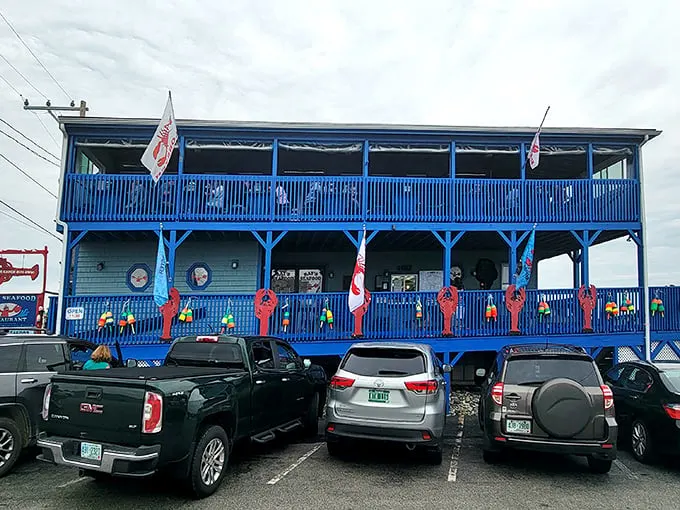 Ray's Seafood (Rye): That bright blue porch is like a lighthouse for hungry souls. The lobster flags fluttering in the breeze are basically a Morse code message saying "EAT HERE!"