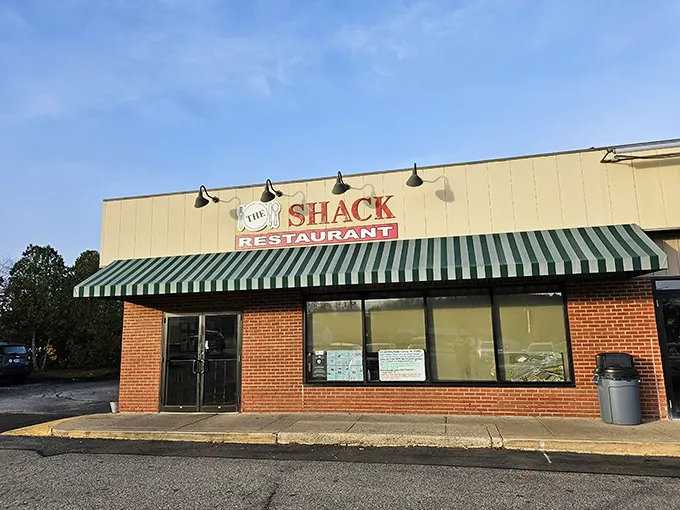 The Shack storefront: "Simple brick exterior, extraordinary breakfast inside. The Shack proves great diners don't need flash—just fantastic food and coffee."