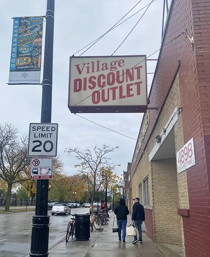 That iconic red and white sign beckons like a lighthouse to the shipwrecked budgets of Uptown shoppers on rainy Chicago afternoons.