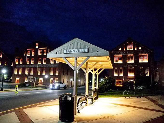 As night falls, these former tobacco warehouses glow like beacons of style, proving small-town Virginia can deliver big-city design options.