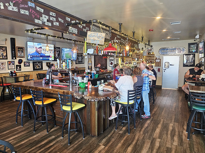 The bar area feels like barbecue's version of Cheers, where everybody might not know your name yet, but they'll remember you after you've demolished your first rack of ribs.
