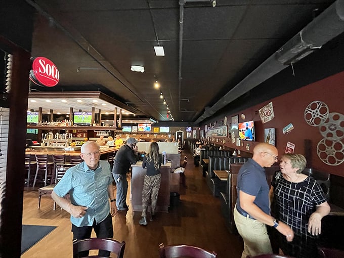 Where everybody knows your name—or will by your second visit. The warm wood tones and vintage decor create that perfect "third place" between work and home.
