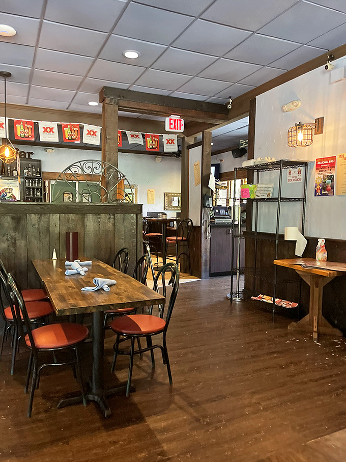 Rustic wooden tables and warm lighting create the perfect setting for your Mexican food pilgrimage. This isn't just dinner—it's a destination.