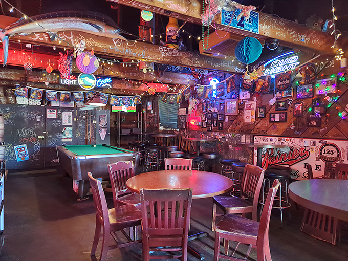Step inside and time stops. The neon-lit interior feels like Christmas year-round, with decades of memorabilia creating the perfect backdrop for life-changing fried chicken.
