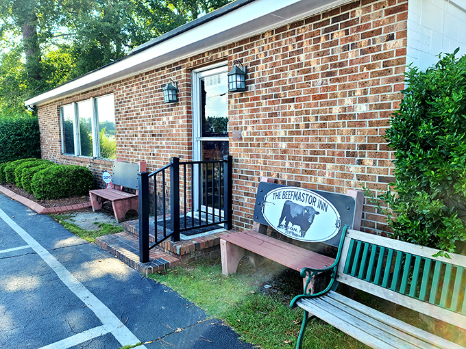 The Beefmastor Inn doesn't need a flashy entrance—just a simple brick building housing some of North Carolina's most legendary steaks.