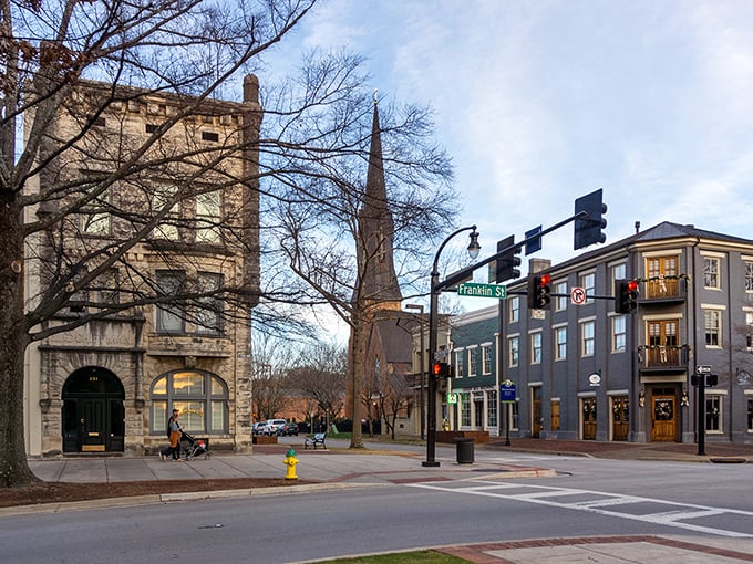 Downtown Huntsville at dusk – where historic architecture and modern buildings create a skyline that's both charming and forward-looking.