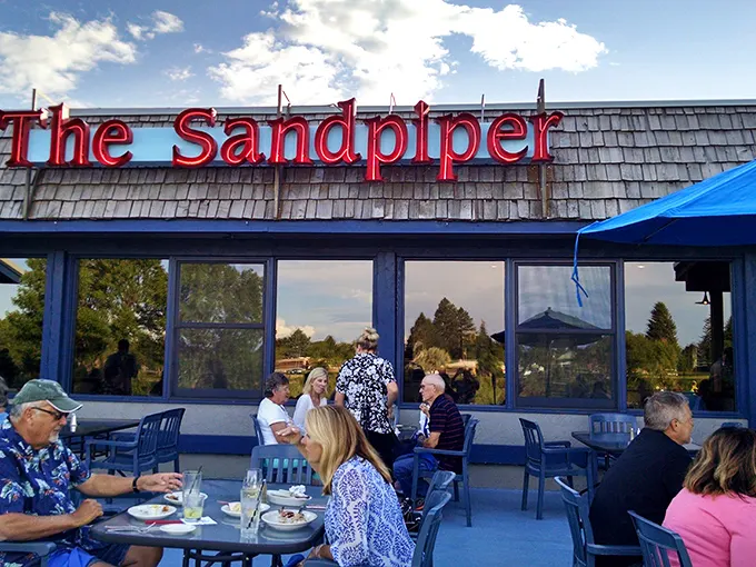 Outdoor dining at The Sandpiper feels like a mini-vacation – the perfect spot to enjoy ocean flavors while watching the Idaho sunset paint the sky.