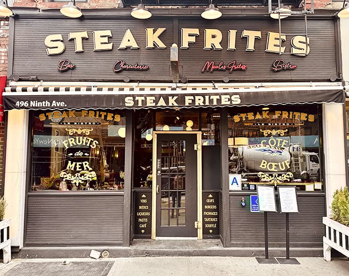 The sidewalk seating at Steak Frites isn't just charming—it's front-row tickets to the greatest show on earth: New York City itself.