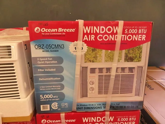 Summer salvation in cardboard boxes – these Ocean Breeze air conditioners represent the difference between sweating and saving.