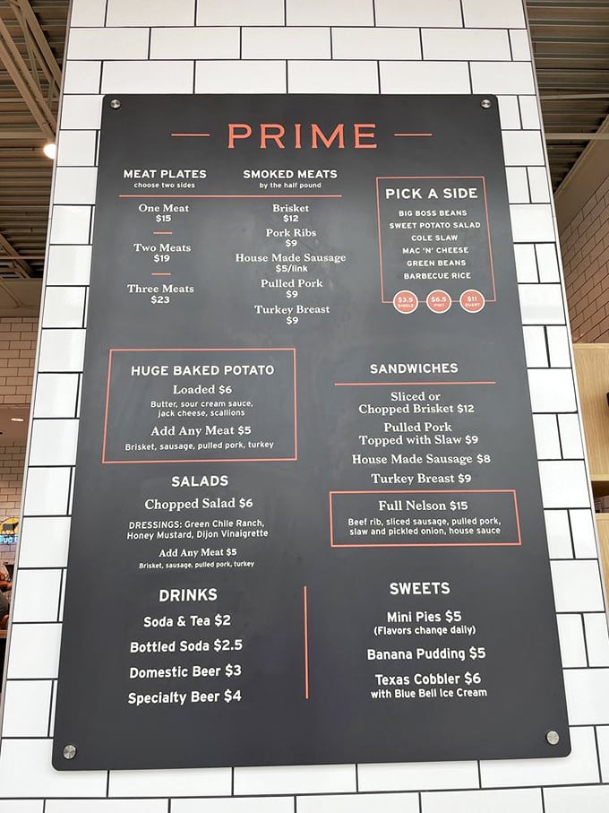 The menu board that launches a thousand road trips. Simple, straightforward, and promising smoked meat nirvana with every option.