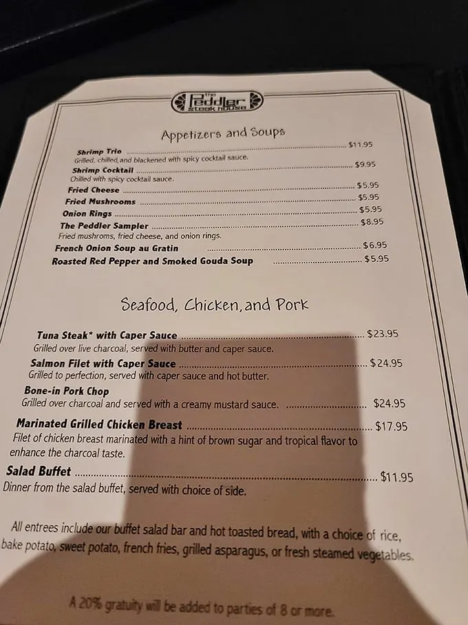 A menu that doesn't try to be everything to everyone—just everything to meat lovers. Notice how they don't waste precious space on kale smoothies.