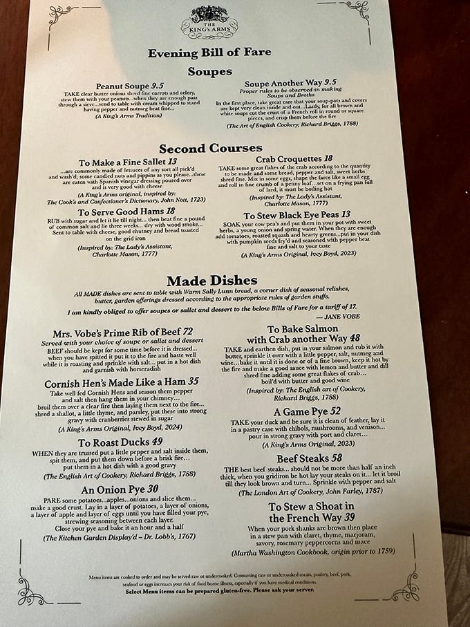 This isn't your typical fast-food menu—each dish comes with its own historical footnote, making "To Stew Black-Eye Peas" sound like an adventure worth undertaking.