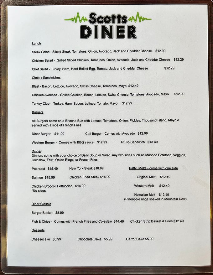 A menu that doesn't need fancy descriptions—just honest food that delivers on every promise of deliciousness.