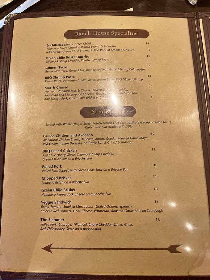 The menu reads like a love letter to New Mexico cuisine – green chile finds its way into everything from brisket to mac and cheese.