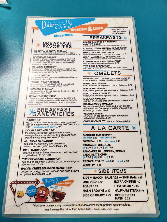This menu isn't trying to reinvent breakfast—it's perfecting it. The Dagwood sandwich lineup alone is worth setting your alarm for.