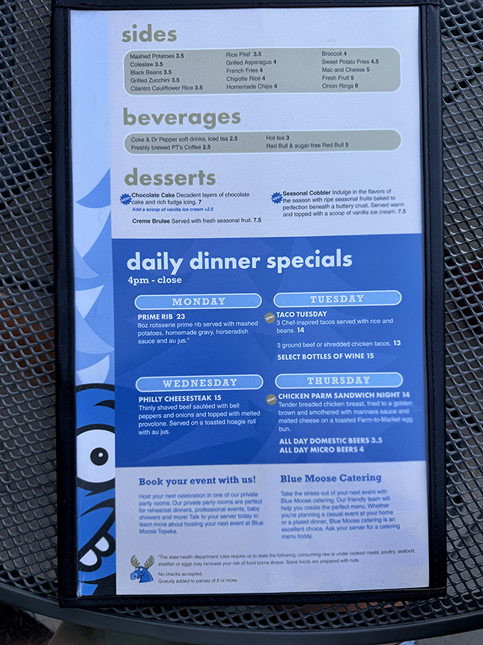 Daily dinner specials that make every weeknight feel special—Monday's prime rib might just become your new religion.