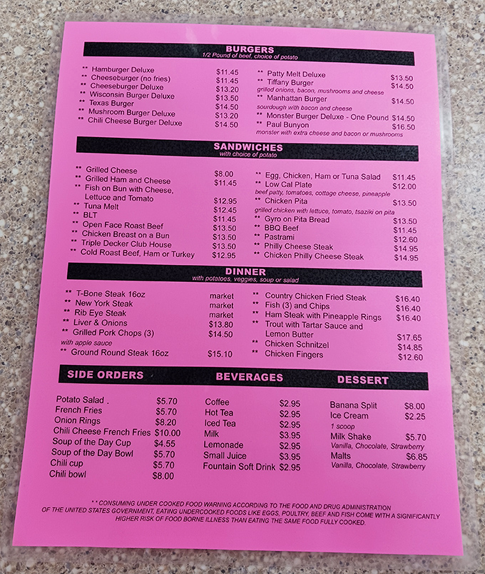 Behold, the sacred text of comfort food! This menu is a roadmap to happiness, with each item promising a journey to flavor town. Who needs a jackpot when you've got choices like these?