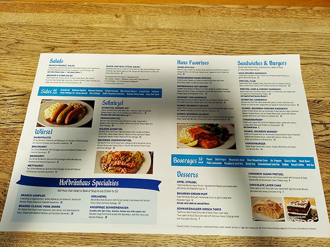 The menu reads like a love letter to German cuisine—each dish promising the kind of comfort food that makes you want to hug the chef.