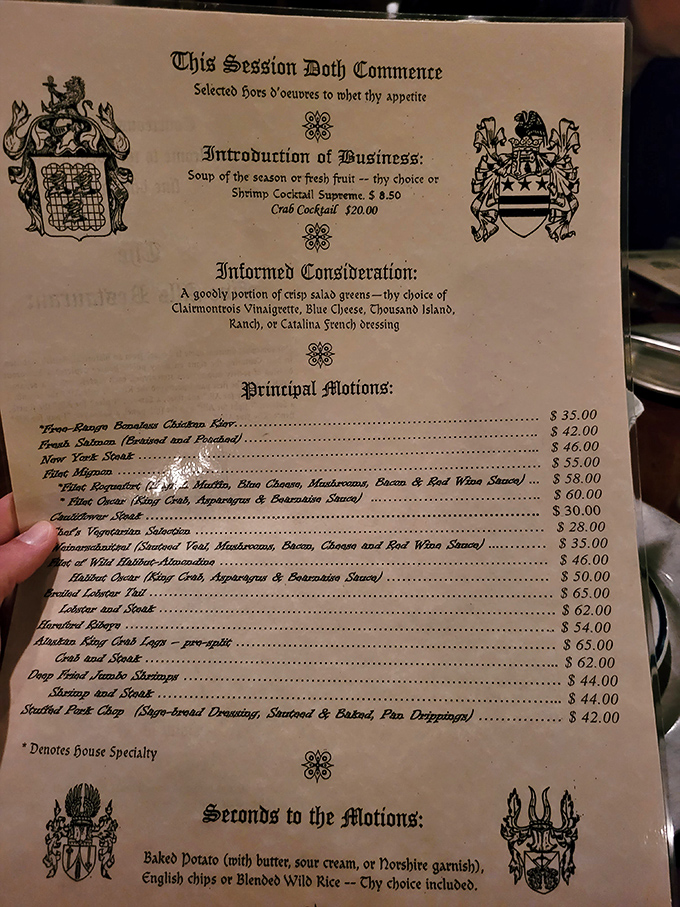 The menu reads like Shakespeare wrote it after deciding to open a restaurant. "This Session Doth Commence" is fancy talk for "let's eat something delicious."