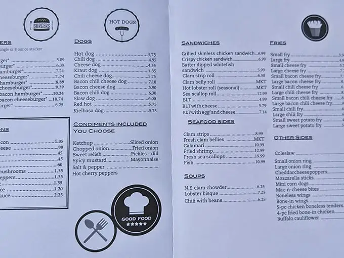 A menu board that reads like a love letter to American classics. No foam reductions or deconstructed anything—just honest food that makes your mouth water.