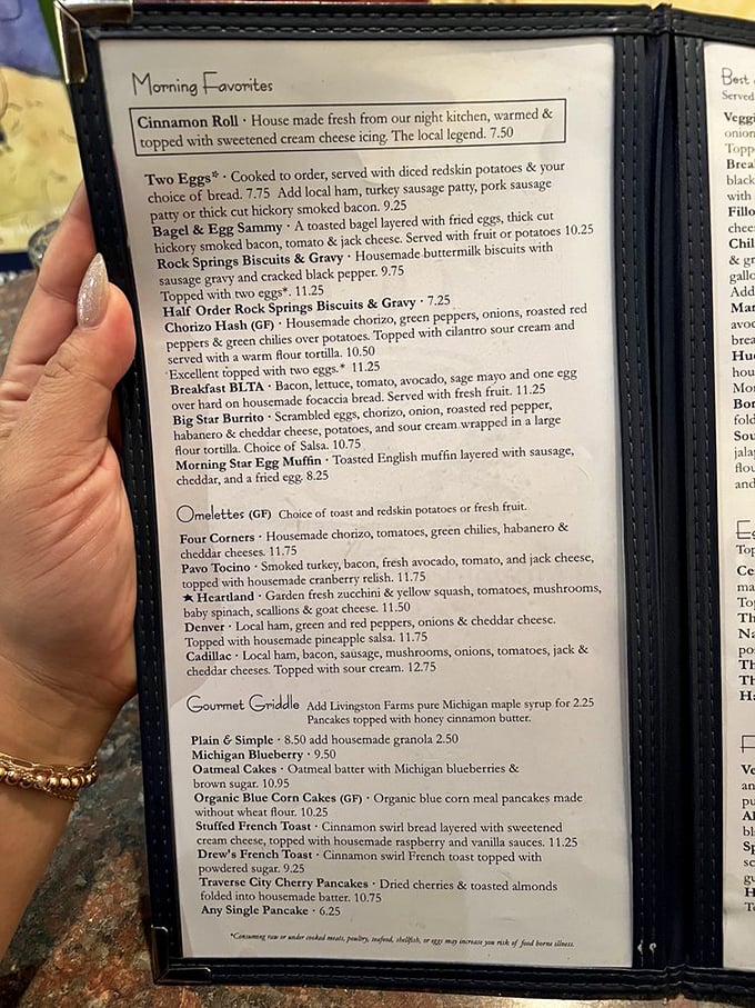 This menu isn't just a list—it's a breakfast bucket list. Each item sounds like it was written by a poet who really understands morning hunger.