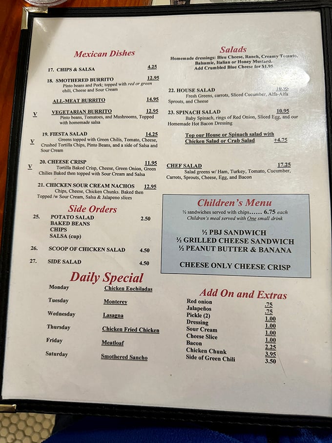 The menu reads like a love letter to American comfort food classics. Tuesday's Monterey special alone is worth planning your week around.