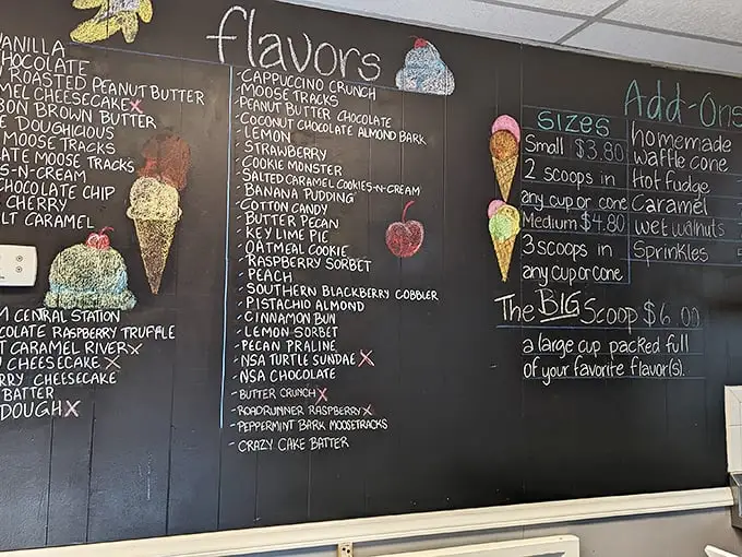 The chalkboard menu—a masterpiece of possibilities. Like reading a dessert novel where every character is delicious and the plot always thickens.