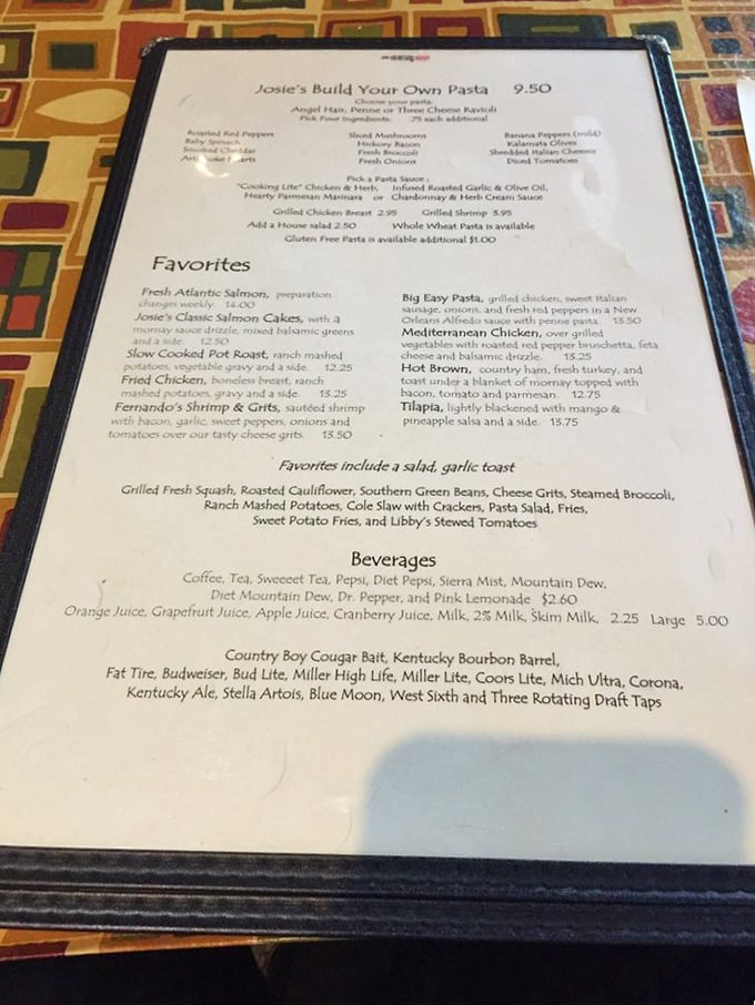 A menu that doesn't just list food—it presents a roadmap to happiness with detours through comfort and satisfaction.
