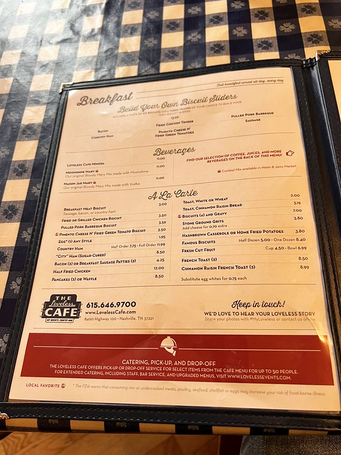 This menu isn't just a list of options—it's a road map to happiness, with "Biscuits and Gravy" marking the ultimate destination.