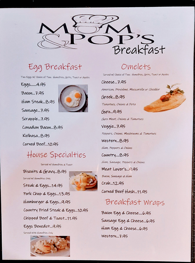 This menu isn't just a list of food—it's a love letter to breakfast traditions that have stood the test of time.
