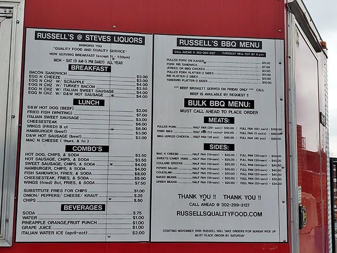 A menu that cuts right to the chase – no fancy descriptions needed when the food speaks this eloquently for itself.