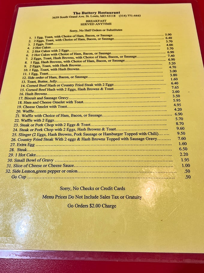 This no-frills menu is the roadmap to breakfast nirvana – where "Breakfast Served Anytime" might be the three most beautiful words in the English language.