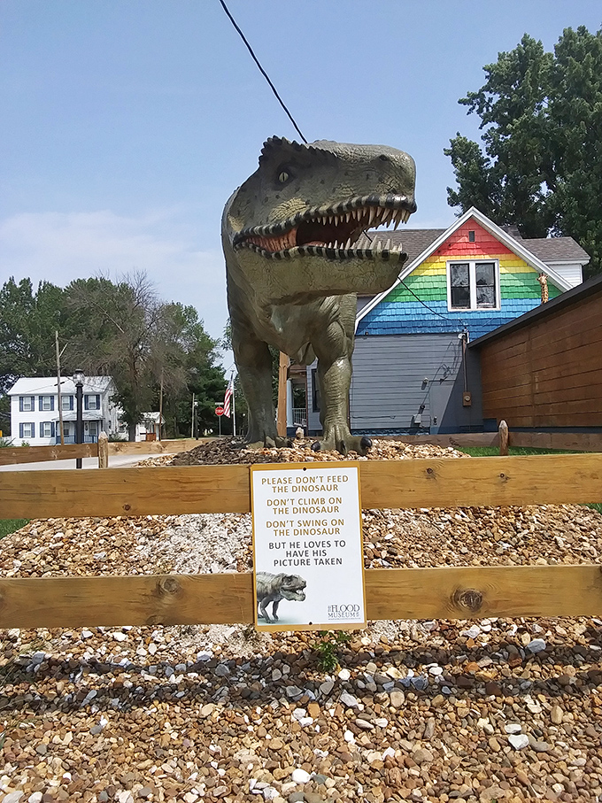 Nothing says "historically accurate small town" like a life-sized T-Rex! This prehistoric greeter proves Nauvoo isn't afraid to embrace the unexpected.