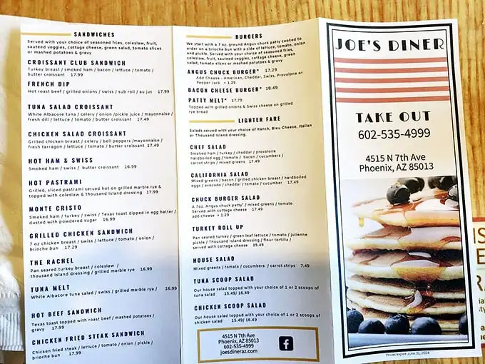 This menu isn't trying to impress you with fancy descriptions—it's confident the Monte Cristo and Hot Pastrami will do all the talking.