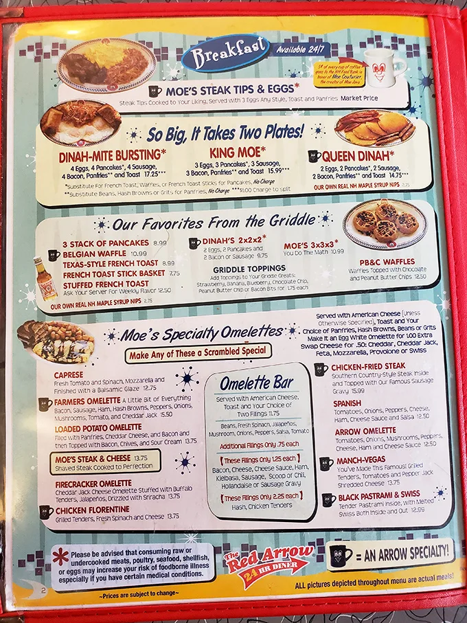 Breakfast available 24/7 because pancake cravings don't follow conventional schedules. The "King Moe" isn't kidding—it really does take two plates!