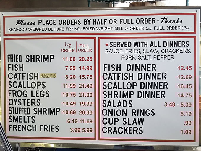 This menu board is Chicago's seafood treasure map. The simplicity belies the culinary magic happening behind the counter.